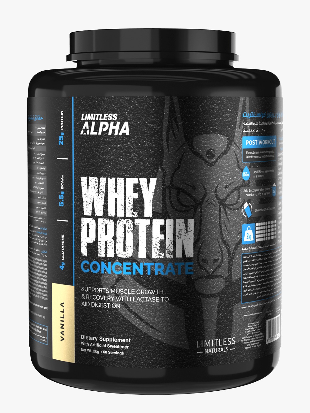 Limitless Alpha Whey Protein Concentrate-60Serv.-2KG.-Vanilla ...